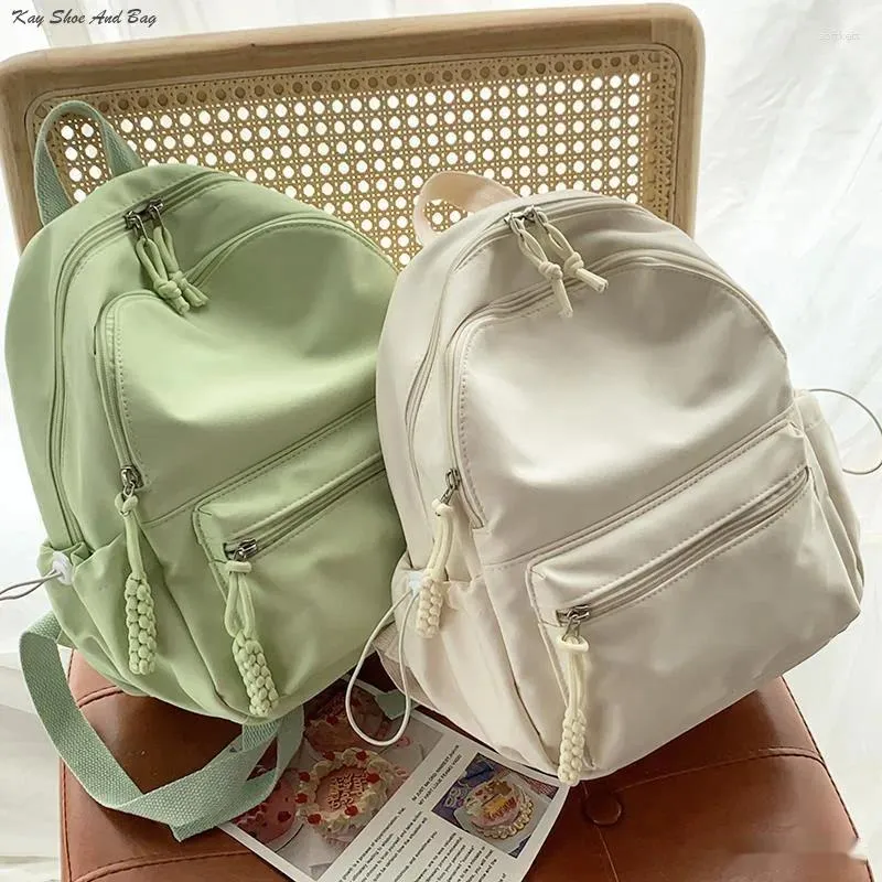 School Bags Womens 2024 Backpack Versatile Fashion Solid Color Mini ...