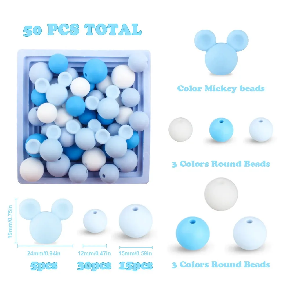 12mm Round Silicone Beads Mouse Shape Teethers for Baby Teething, Loose ...