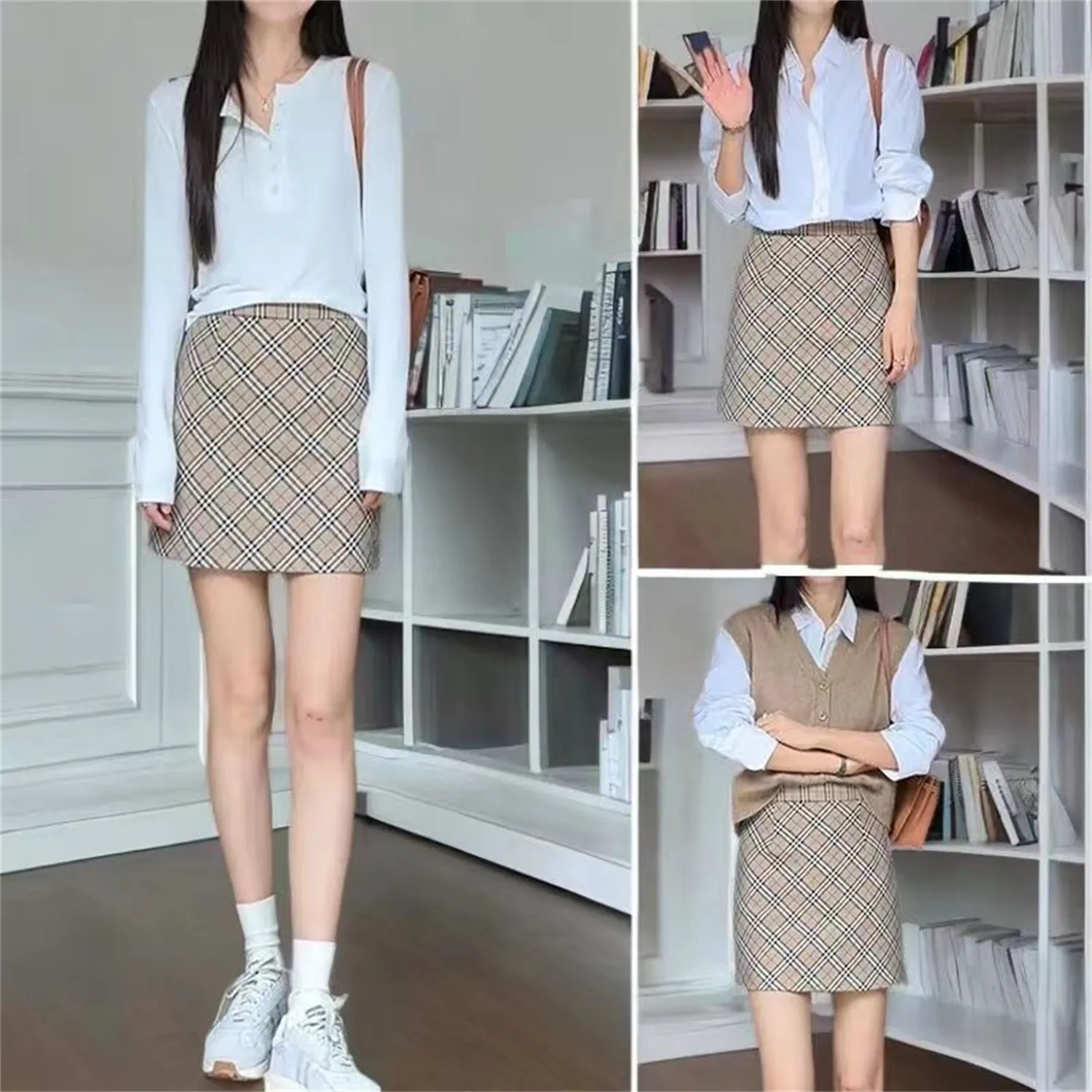 Designer Womens High Waisted Pleated Short Skirt Letter Print Club ...