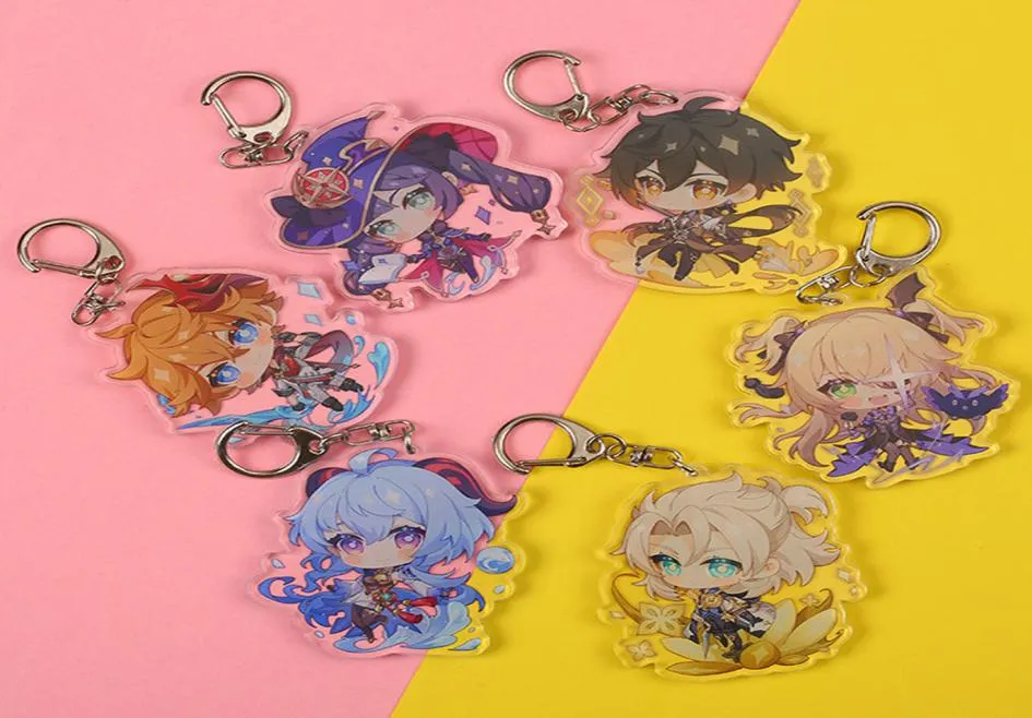 Genshin Impact Cosplay Acrylic Keychain Hutao Xiao Ganyu & Albedo ...