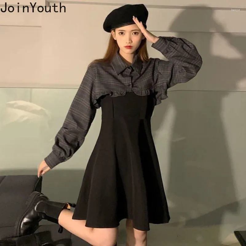 2024 Fashion Two Piece Set: Womens Ruffled Plaid Crop Blouses And Slim ...