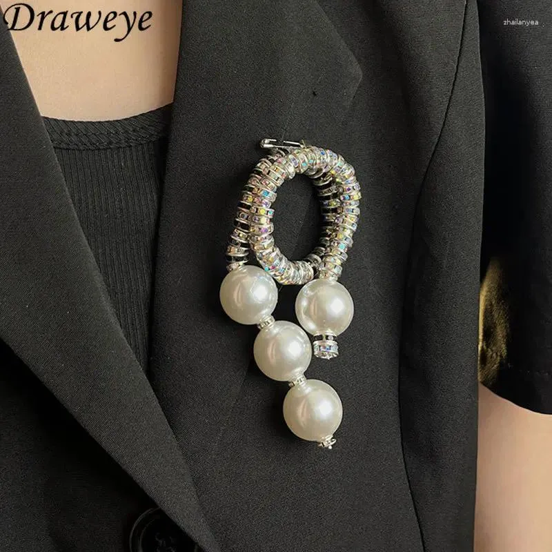 Elegant Korean Fashion Rhinestone Brooches For Women Irregular Pearls, Geometric Shiny Pins ...