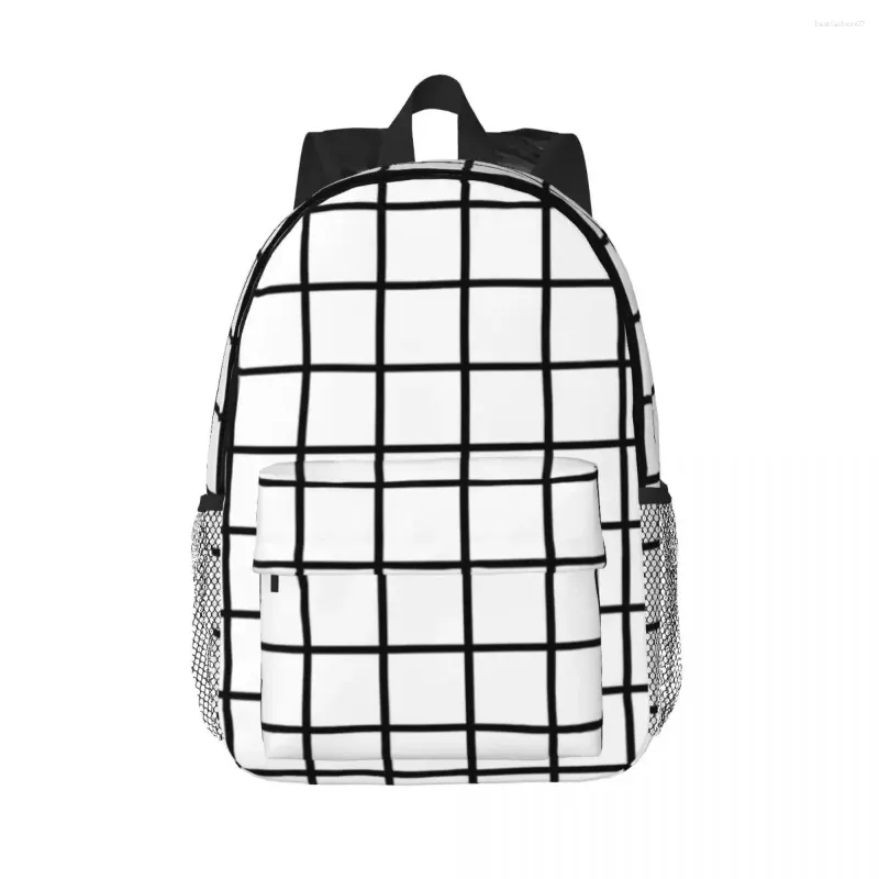 Large Capacity Black And White Grid Backpack 40x20x25 For Kids With ...