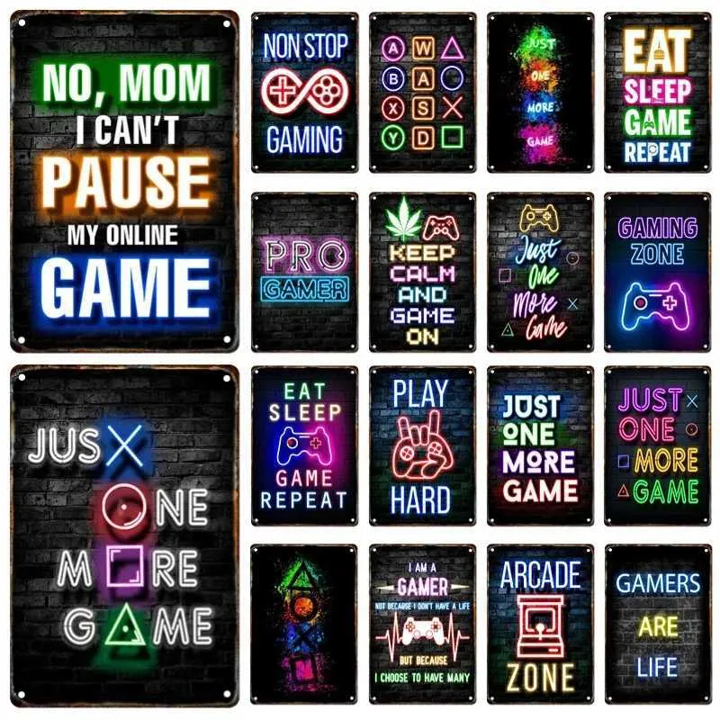 Gaming Zone Metal Sign - Gamer Room Decor, Vintage Video Game Tin Sign ...