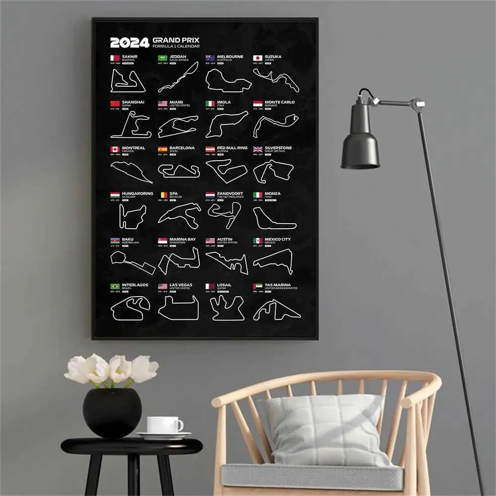F1 Canvas Car Canvas Wall Art: World Racing Track Poster, Grand Prix ...