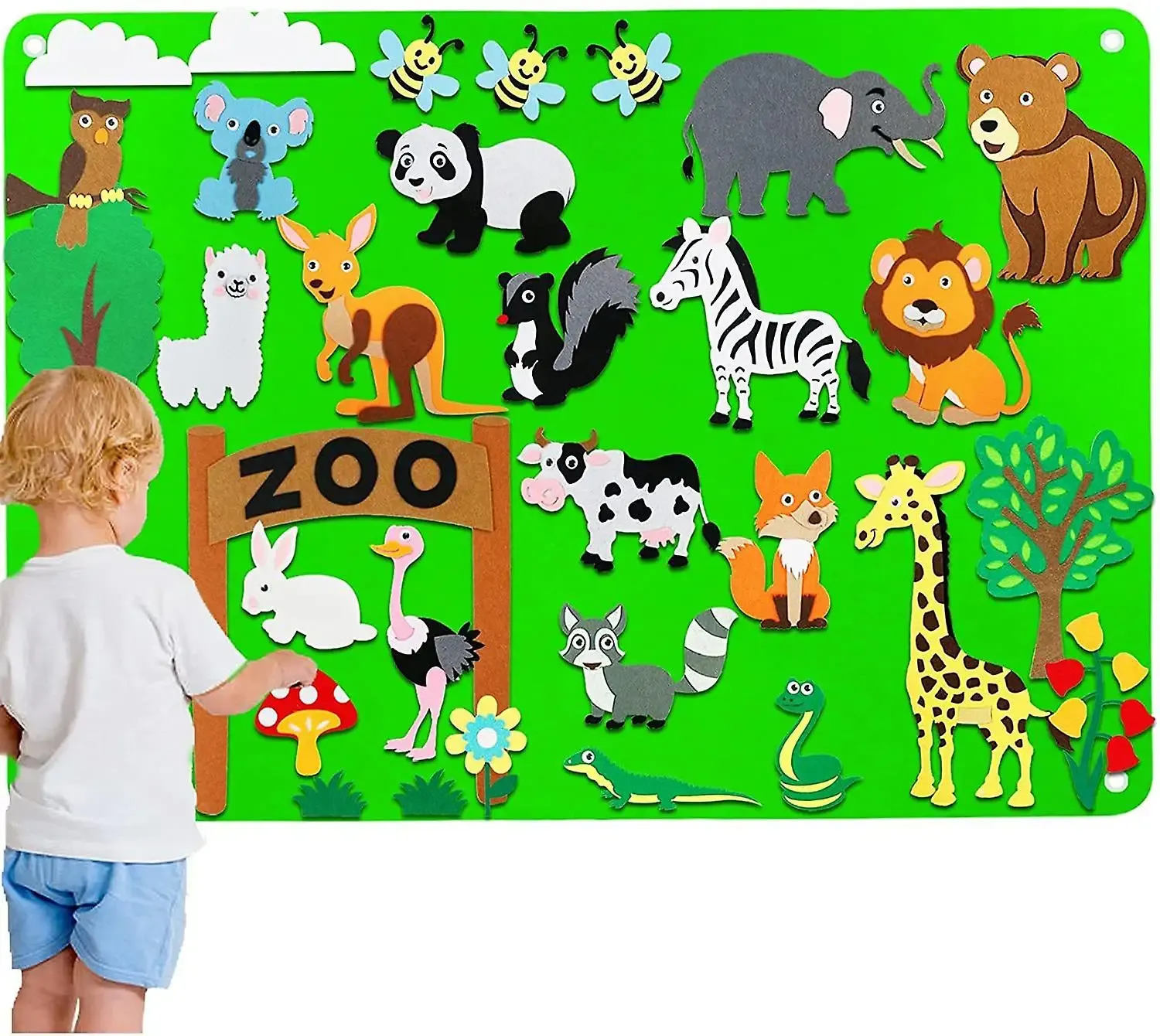Stickers Kids Zoo Animals Felt Story Board Set Montessori Ocean Farm ...