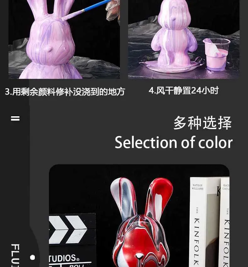 Paintable Figurines DIY Fluid Rabbit Piggy Bank White Mold Doll Money ...