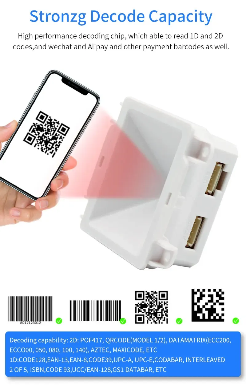 Embedded USB QR Code Iris Scanner Price Module With Auto Induction, CMOS Sensor, And TTL ...