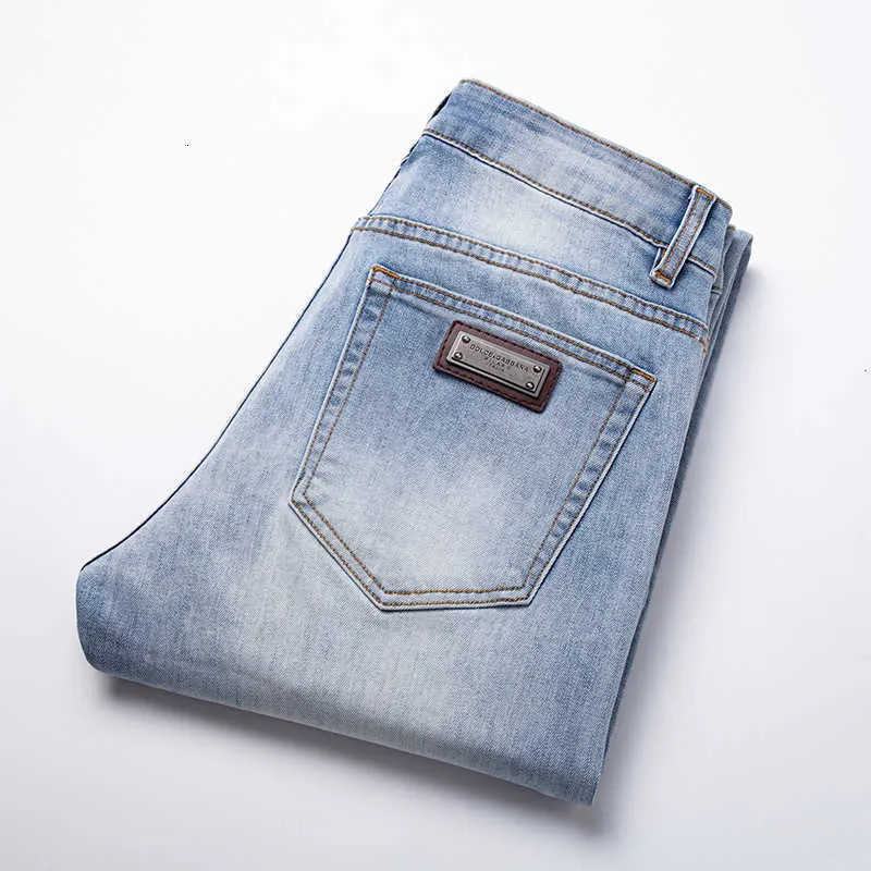 Luxury European Blue Mens Denim Pants Casual Versatile Elastic Jeans ...