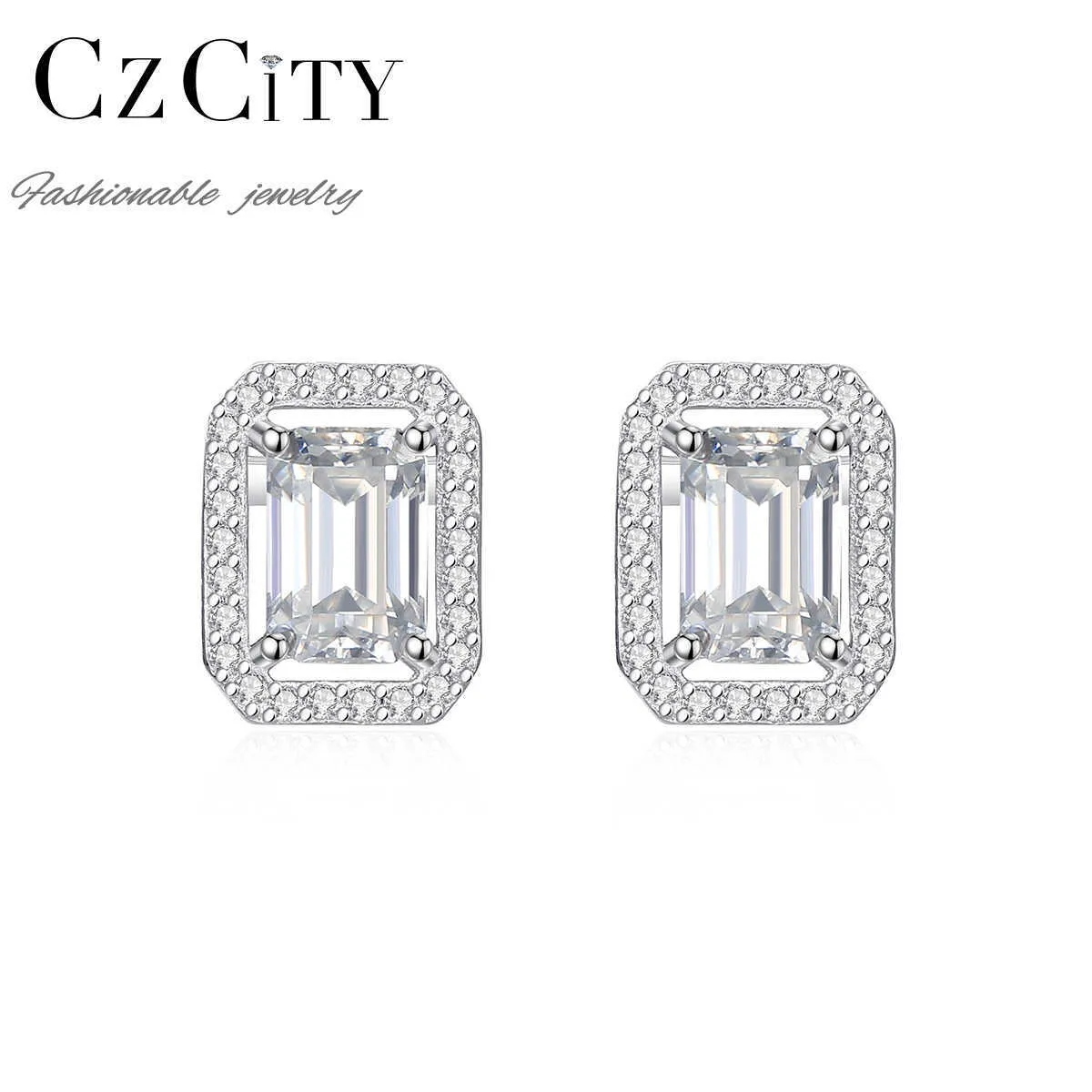 CZCITY Womens 2024 Emerald Cut Moissanite Diamond 925 Elegant Luxury ...