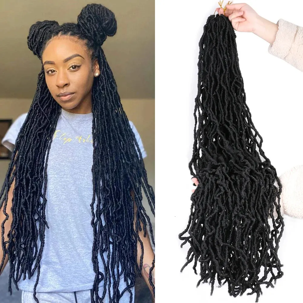 Soft Curly Wave Faux Locs Crochet Braids - Mbei Hair, Pre-Looped ...