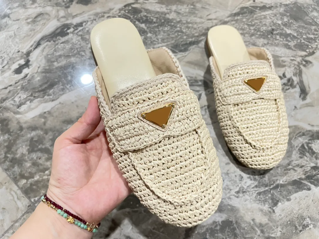 Bulk Designer Slippers For Women Lafite Grass Woven Flats: High Heeled ...