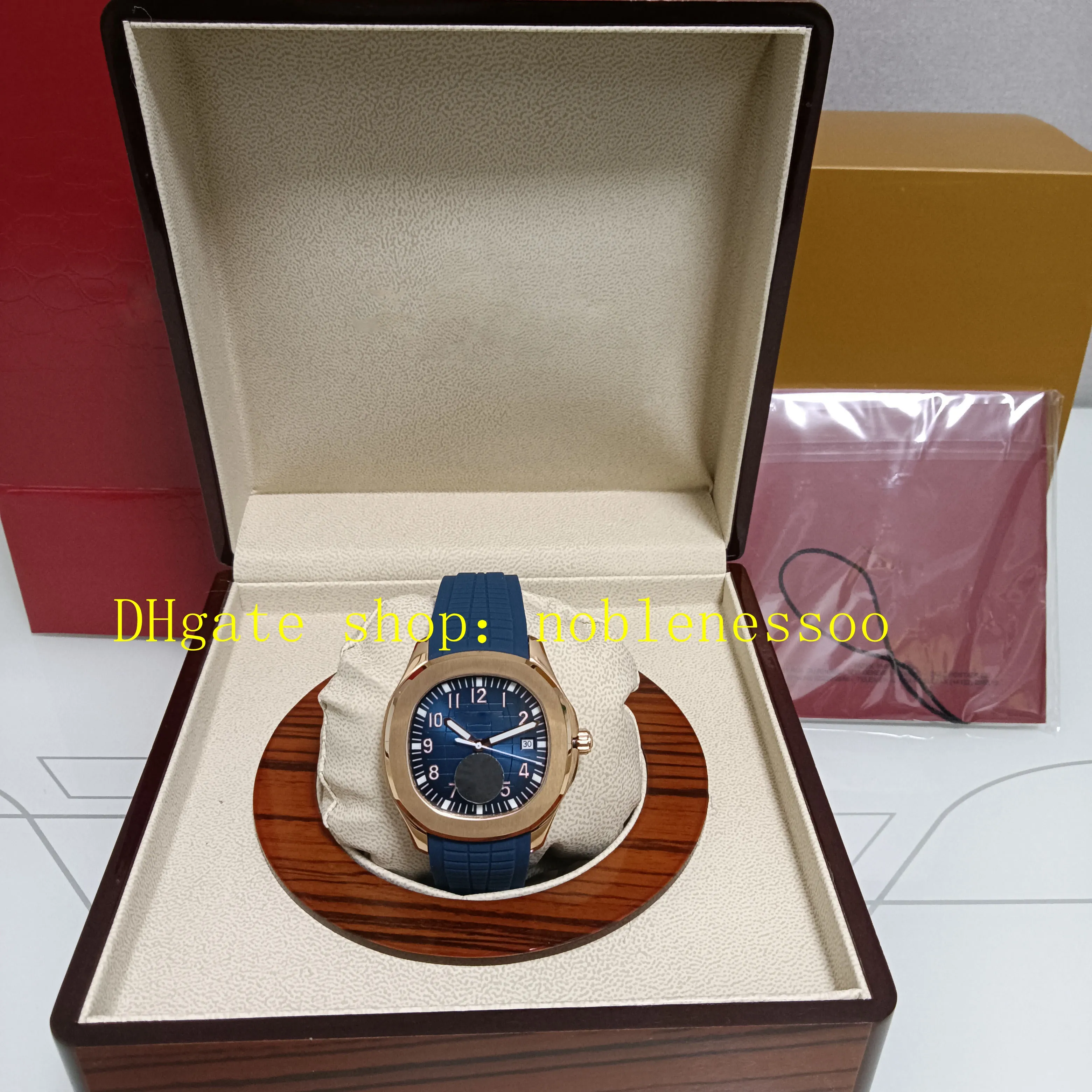 Super Watch Men 40mm Blue Dial Rose Gold Rubber Band Wristwatch ...