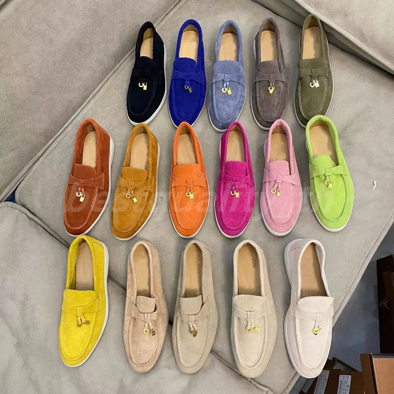 Designer Casual Shoes LP Suede Loafers Summer Walk Charms Embellished ...