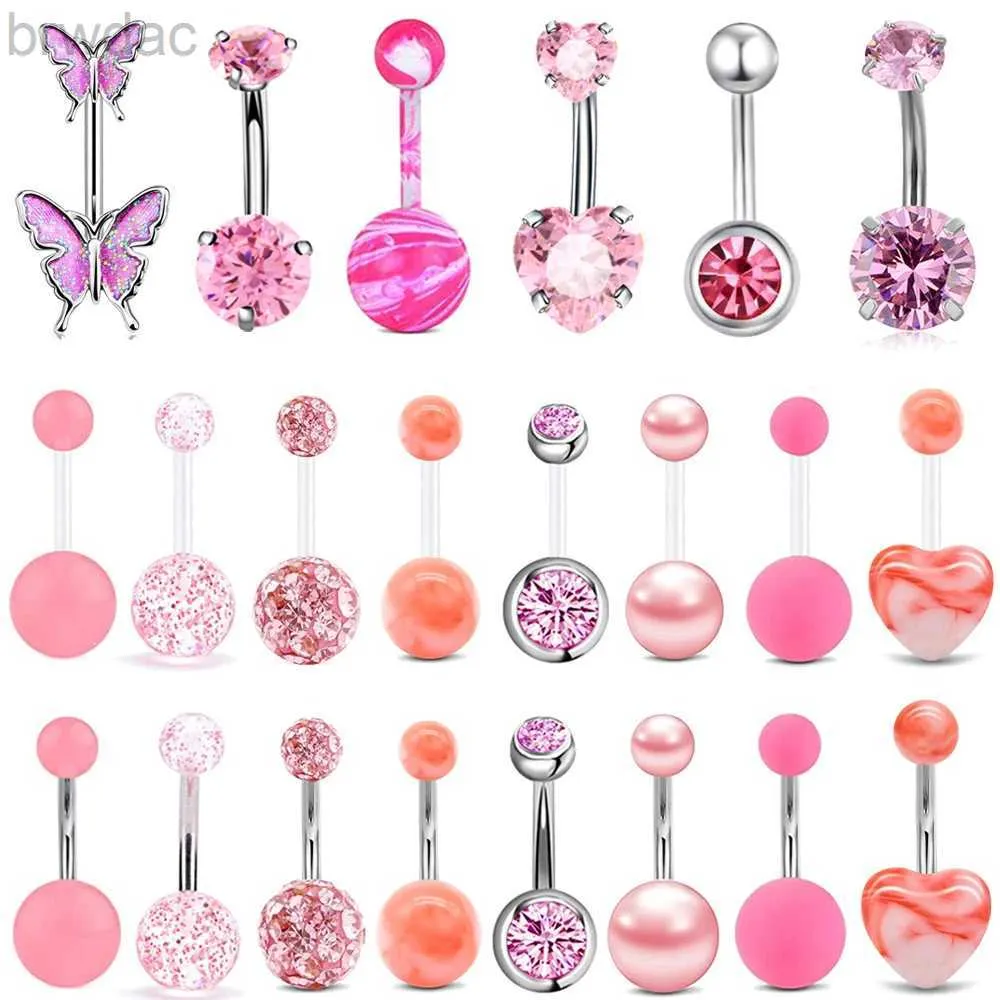 WKOUD 14G Stainless Steel Cute Belly Button Piercings Fashionable ...