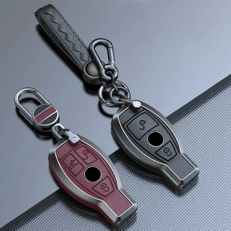 Mercedes Benz Car Key Case Zinc Alloy Cowhide Leather Remote Key Cover ...