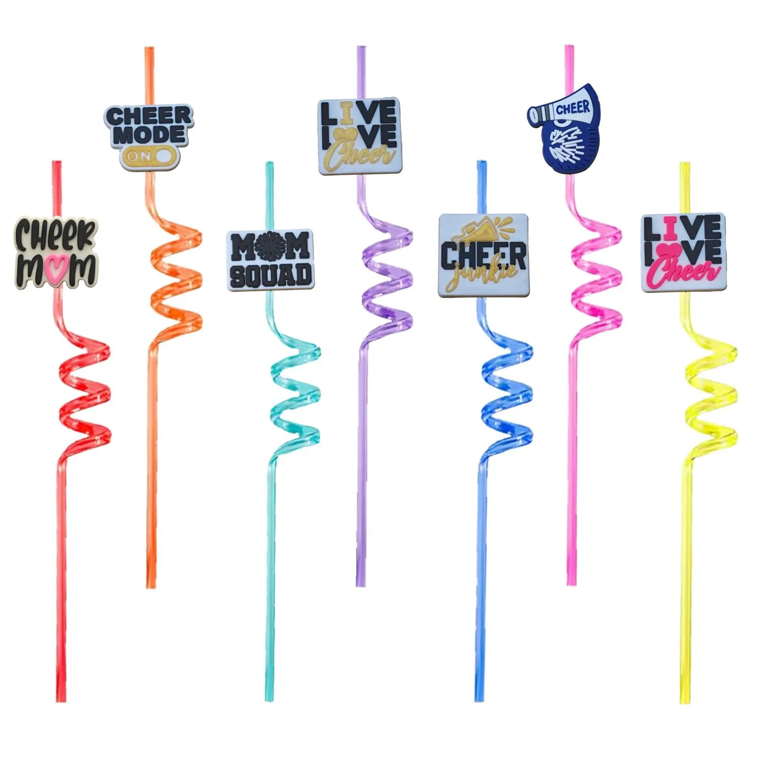 Reusable Plastic Straw Drinking Stick With Cheer Themed Crazy Cartoon ...