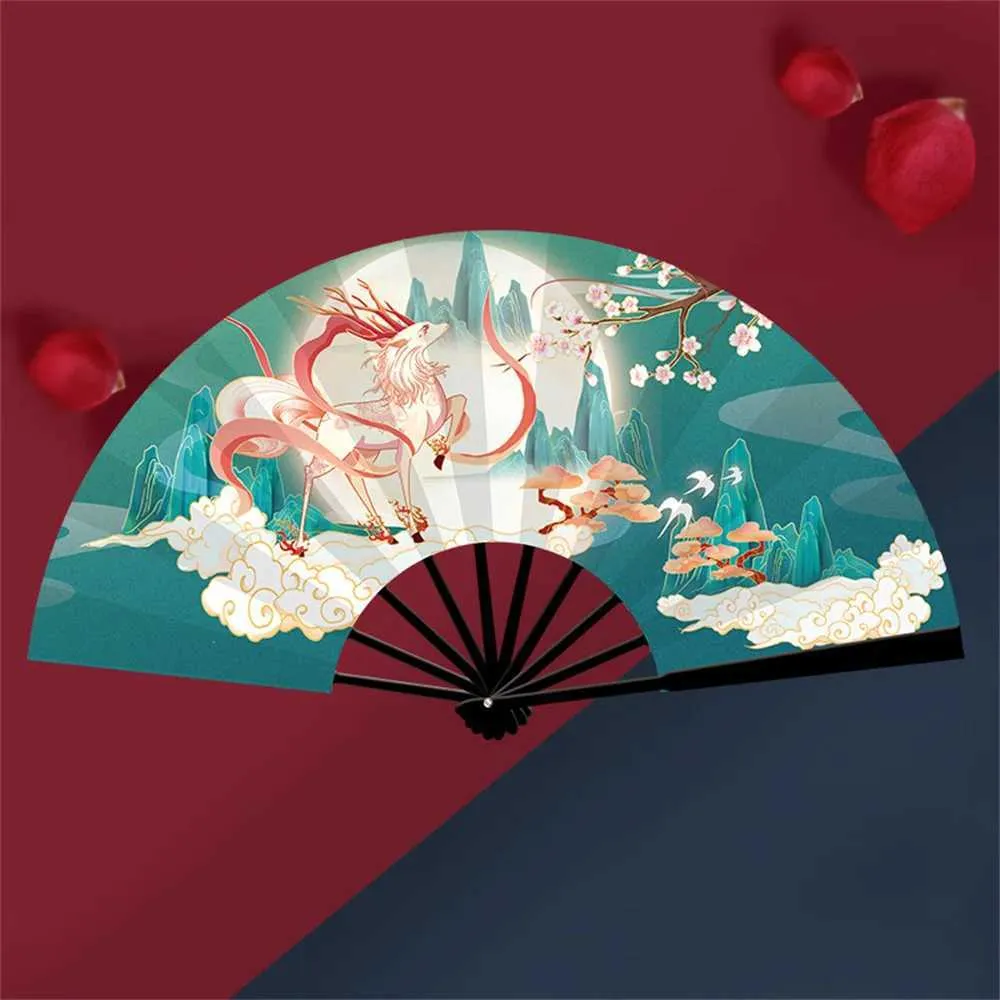 Chinese Style 8 Inch Shanhaijing Folding Fan for Hanfu Cheongsam Dance ...