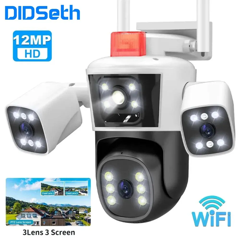 DIDseth 16MP 4-Lens Outdoor Security Camera - 8K Panoramic WiFi Cam with Human Auto-Tracking ...
