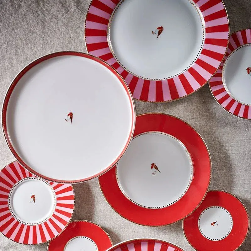 Colorful Plates: Elegant Ceramic Dinner Plates In Red & Pink Round ...