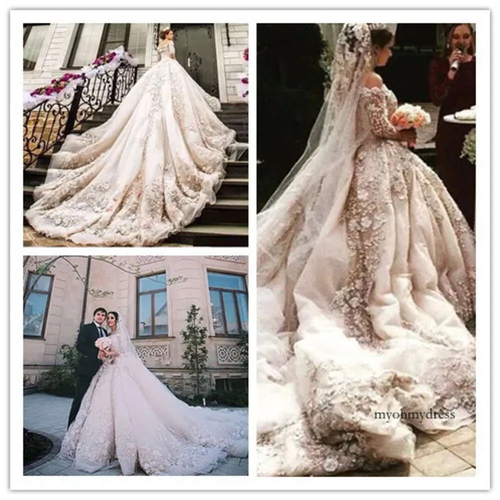 Arabic Bridal Dresses: Exquisite Blush Lace Wedding Gown With Appliqué ...