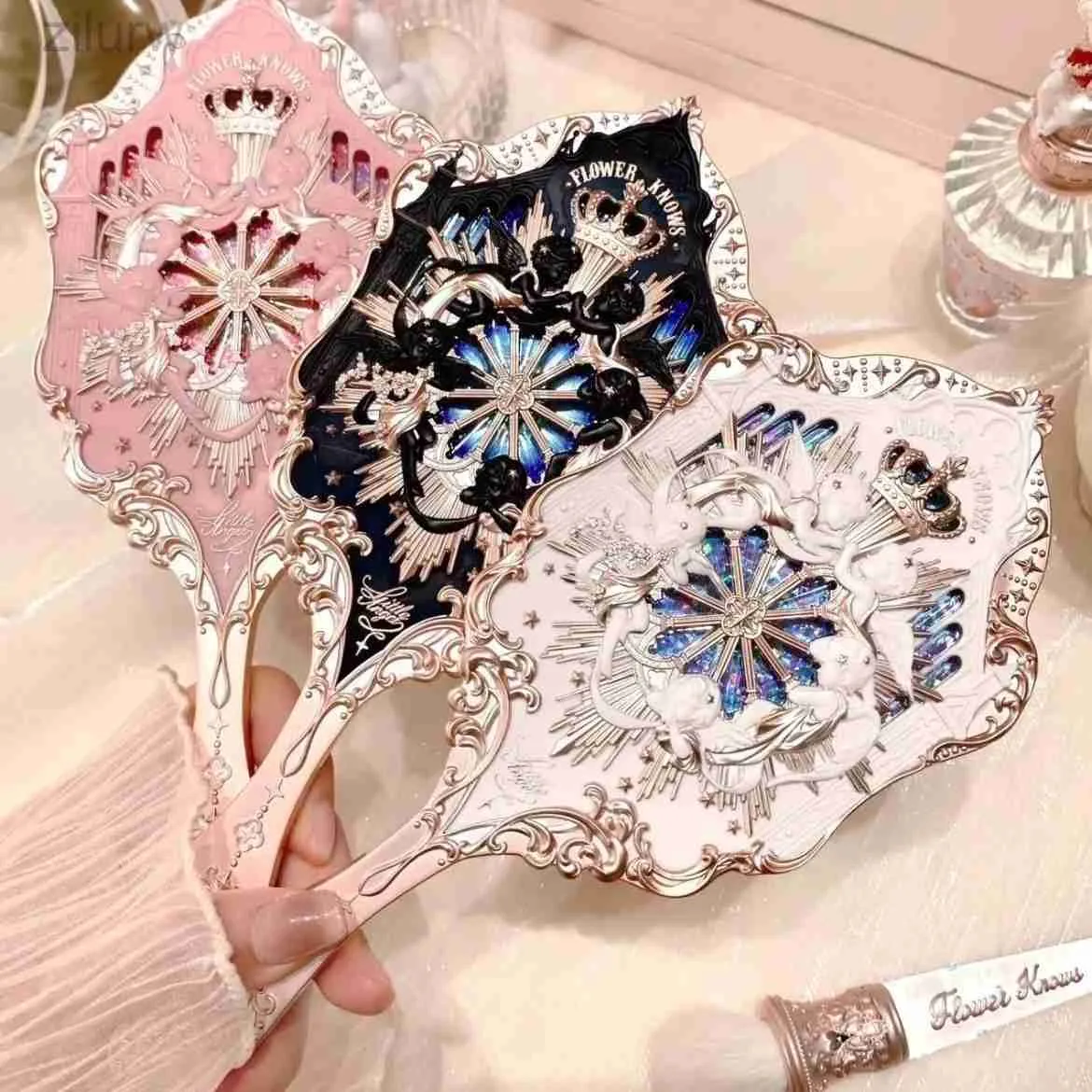 Hand Held Mirrors, Pocket Mirrors: Angel Series Compact Mirror - Black ...