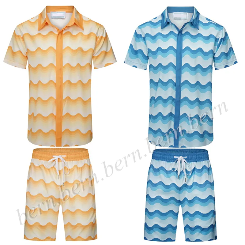 DHgate.com:Mens 2-Piece Beach Outfit: Wave Print Shirt and Casual ...