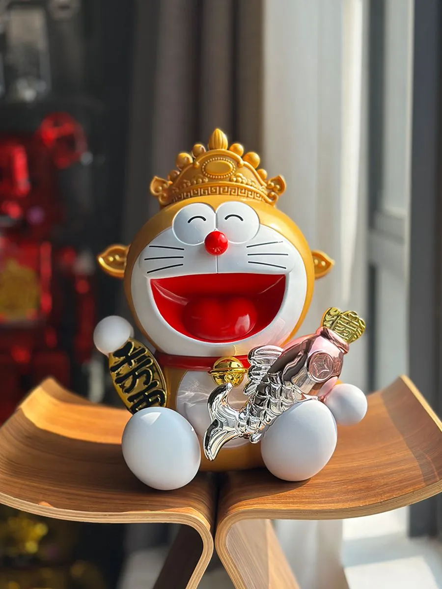 Gold lucky Doraemon cat figurine ornament doll 7.9-11.8 in 20-30 cm ...