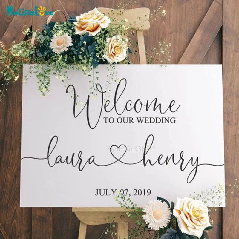 Heart Design Welcome To Our Wedding Sign Removable Vinyl Sticker For ...