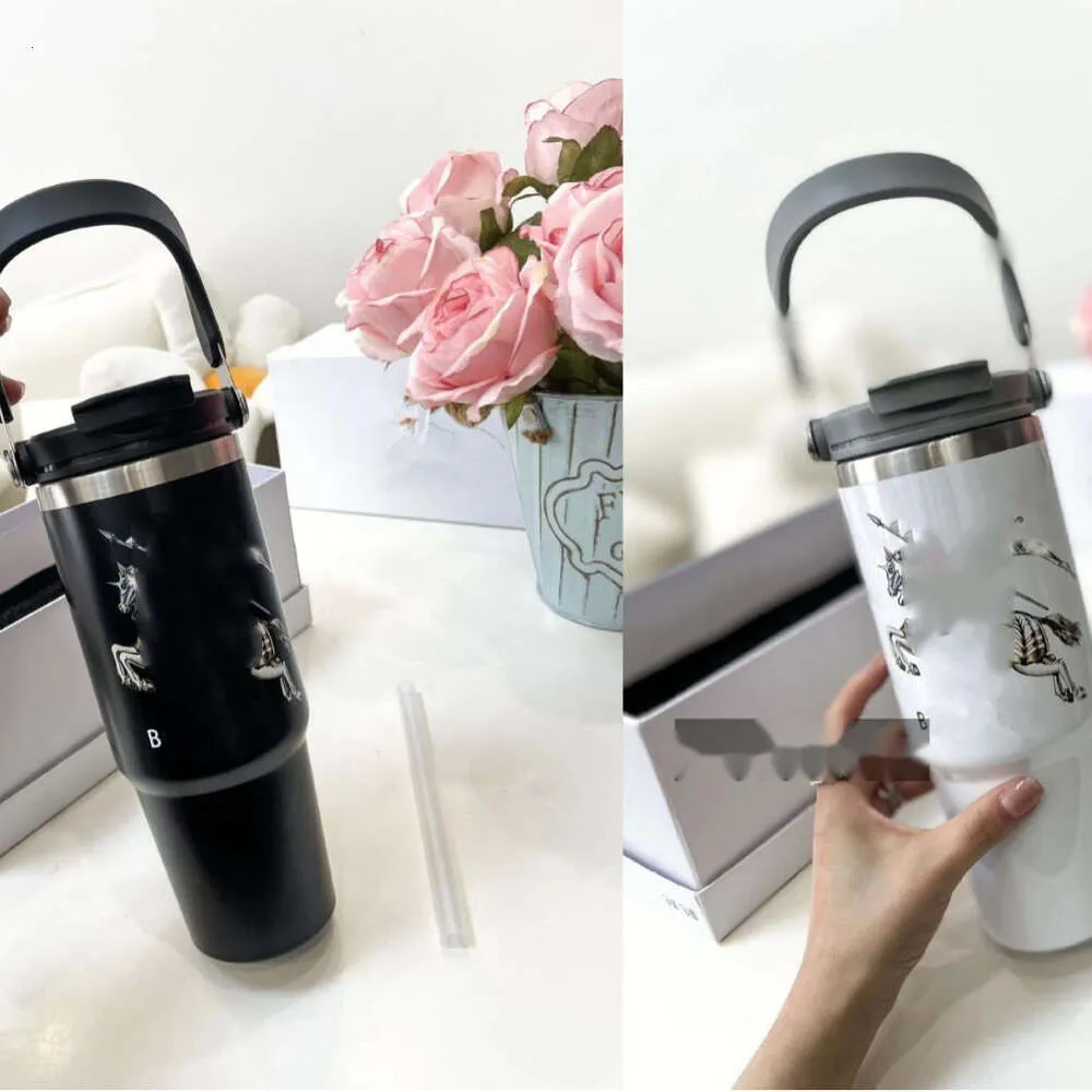 2024 Designers Black White Color 40oz Handheld Car Cup Classic Printed ...