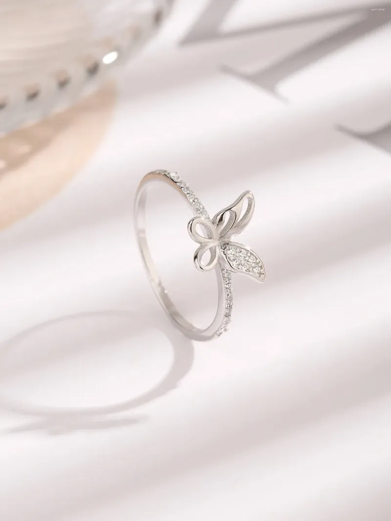 Cluster Rings 2024 Minimalist And Personalized S925 Sterling Silver Butterfly Shaped Zircon Ring ...