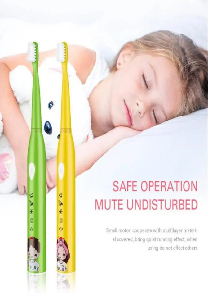 USB Rechargeable Cartoon Kids Electric Toothbrush For Kids 5 Modes, IPX7 Waterproof, Ultra Tooth ...