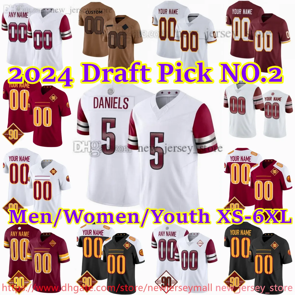 Jayden Daniels Custom Football Jerseys Draft Pick No. 2 Jersey With ...
