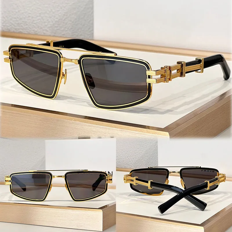 BPS 139 Mens Rectangle Sunglasses Gold Titanium Rim Frame Designer ...