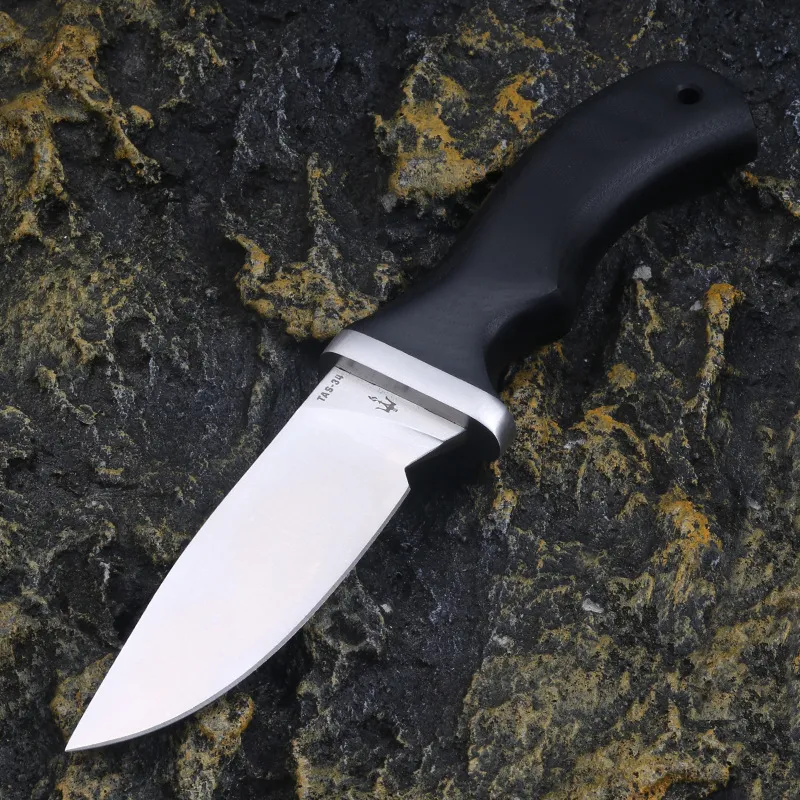 High End Survival Straight Knife: DC53 Satin Drop Point Blade, Full ...