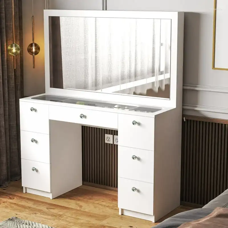 dressing table with crystal knobs