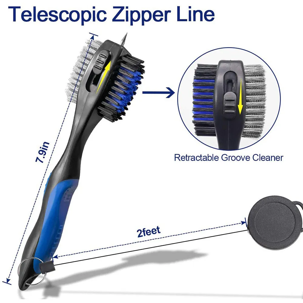 Golf Cleaning Brush Double-Sided Groove Cleaner with Extension Handle ...