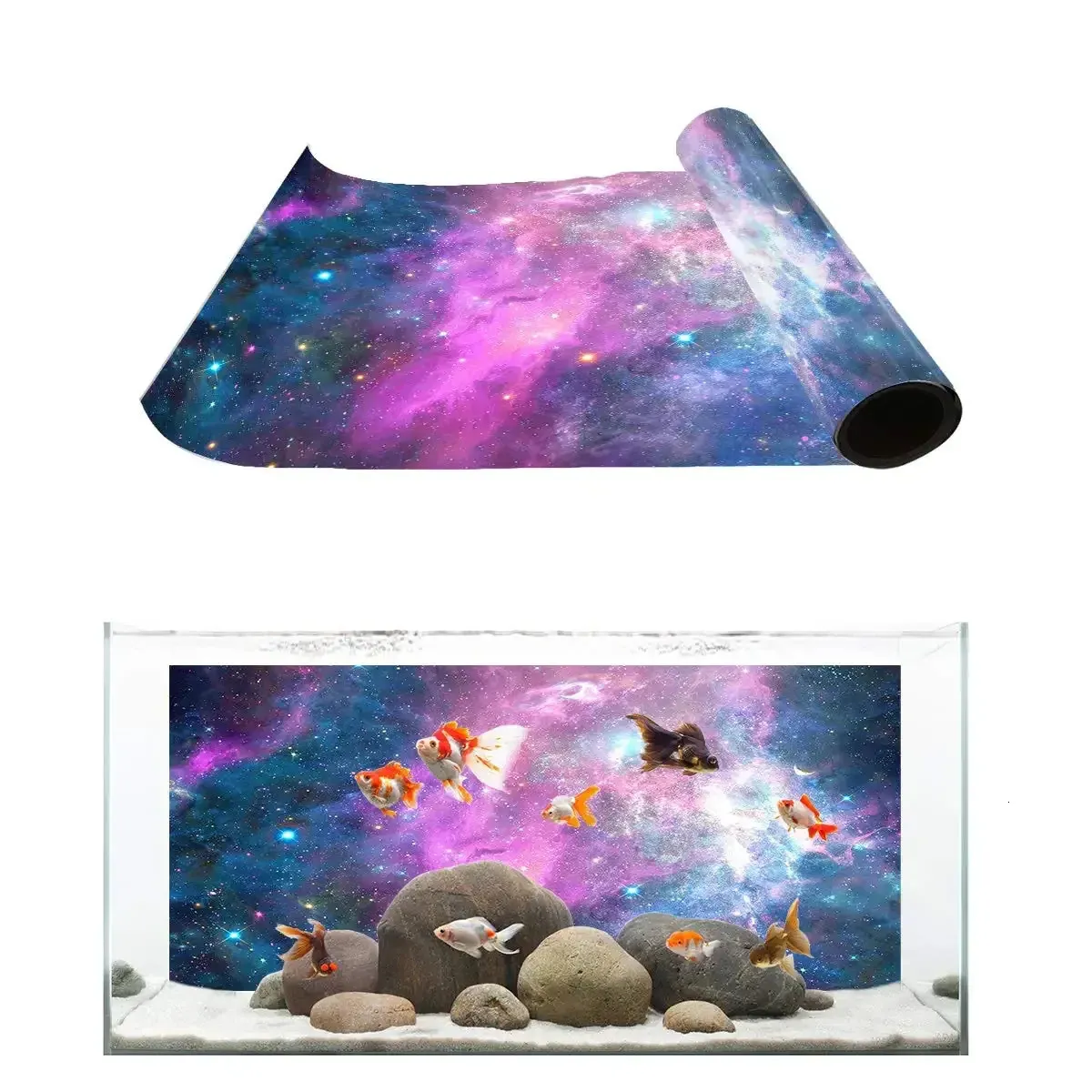 Purple Outer Space Starry Sky Planet Fish Tank Background Aquarium ...