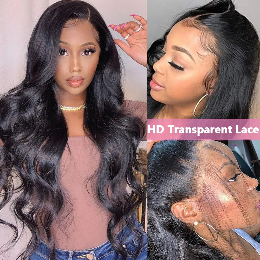 250 Density Transparent Body Wave Lace Front human hair wigs for Black ...