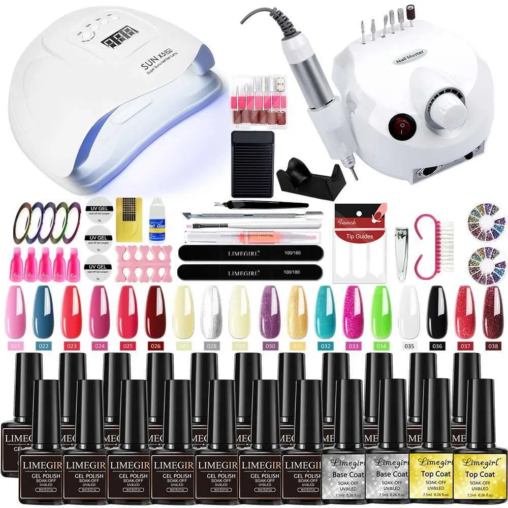 Nail Art Kits Gel Nail Polish Set with 120W and 54W LED Nail Lights and ...