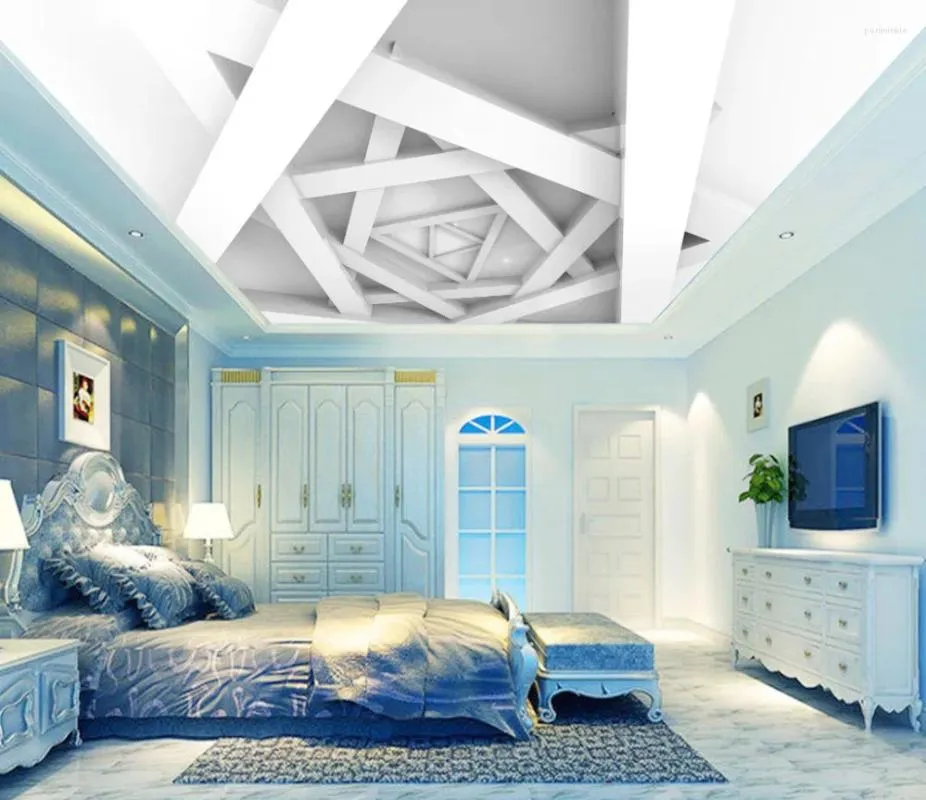 Wallpapers Custom Ceilings 3d Ceiling Murals Wallpaper White Polygonal Wall Background From ...