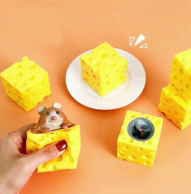 Sensory Mouse And Cheese Stress Ball Poppet Toy For Children Relieve ...