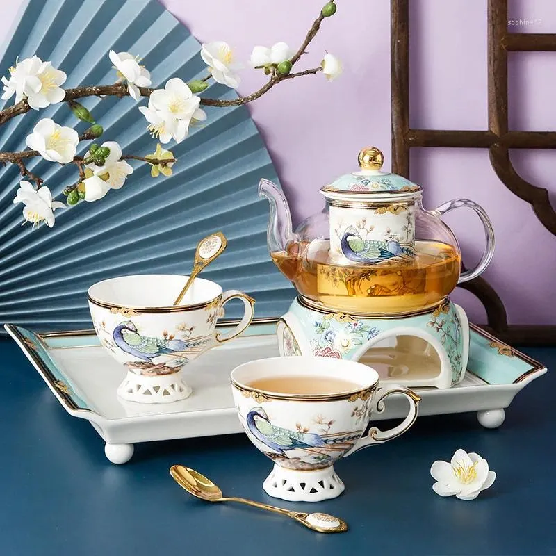 High Grade Bone China Fruit Tea Set With Flower Pot Heated, Temperature ...