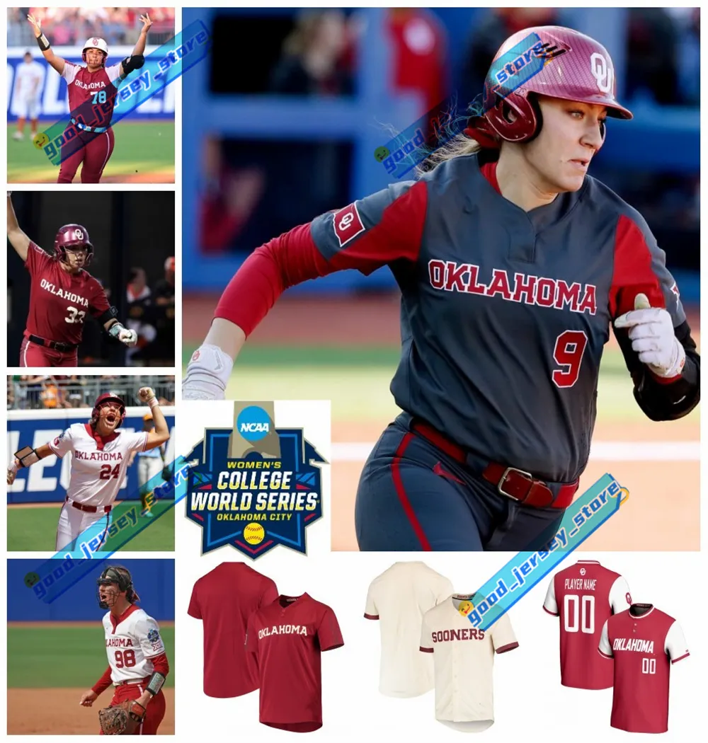 NCAA Stitched Oklahoma Sooners Softball Baseball Jersey Ladies OU 24 ...