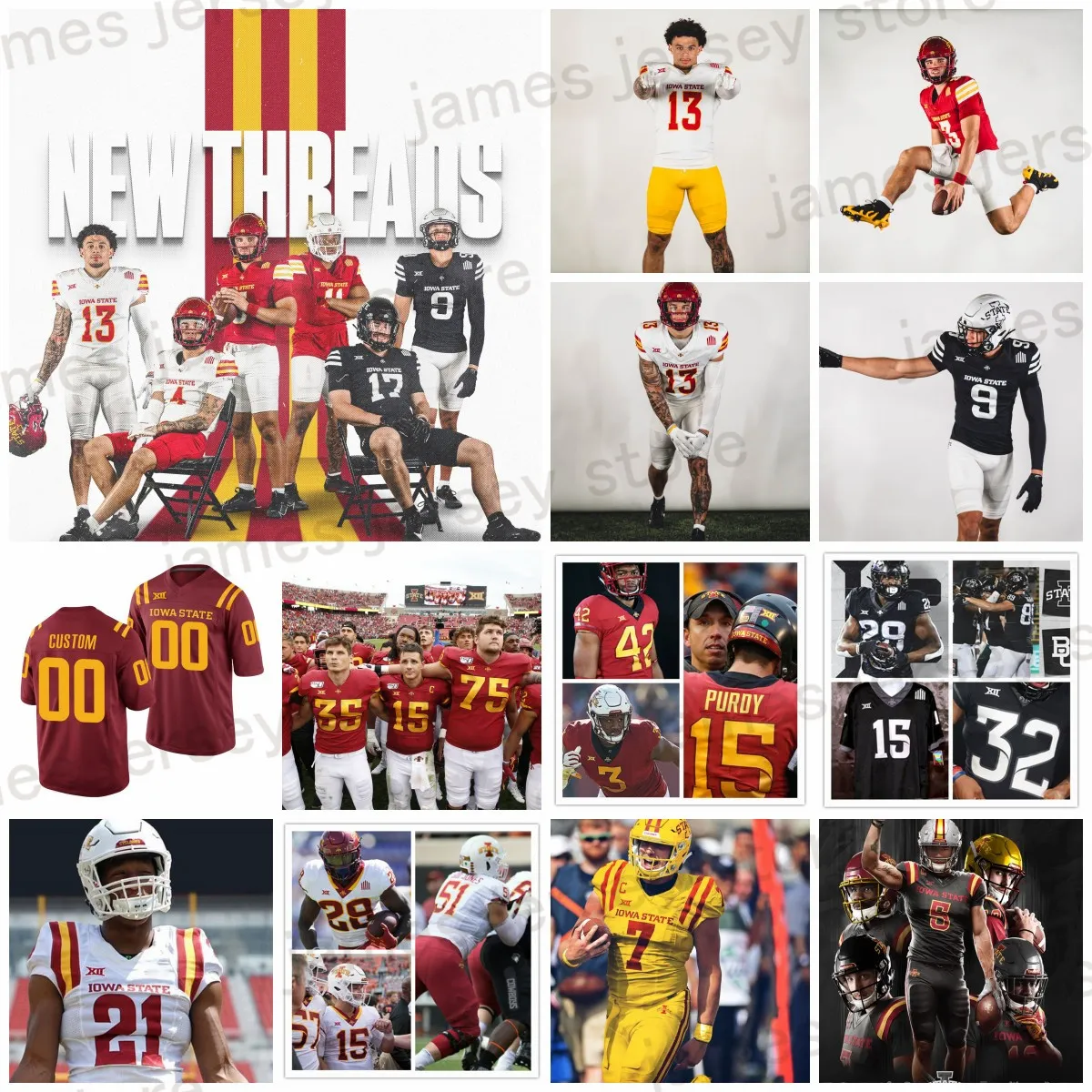 2024 Mens New Style Custom Iowa State Cyclones Football Jersey Deylin ...