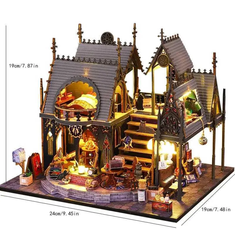 Vintage Dollhouse Assembly Kit: DIY Miniature Wooden House Model for ...