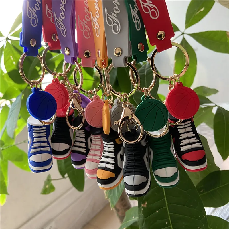 Custom Men's Shoe Sneaker Keychains: Basketball Cartoon Shoes Car Key ...