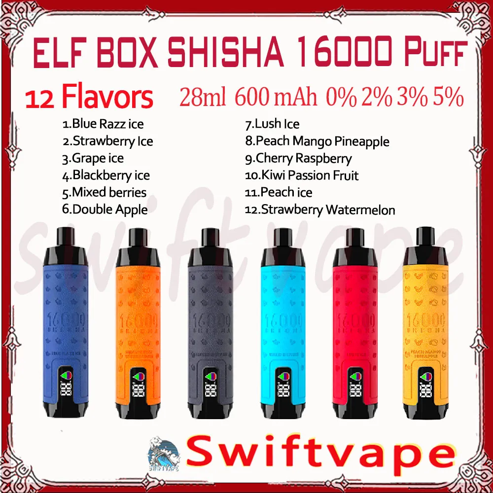 Original ELF BOX SHISHA 16000 Puff Disposable E Cigarette 600mAh ...