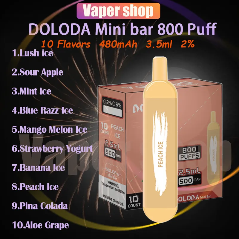 DOLODA Mini Bar 800 Puff Disposable E Cigarettes 3.5ml Pod 480 MAh ...