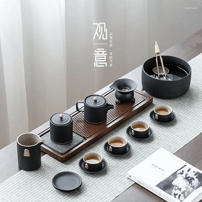 Aesthetic Chinese Black Charms Japanese Teaware Set Tea Set With ...